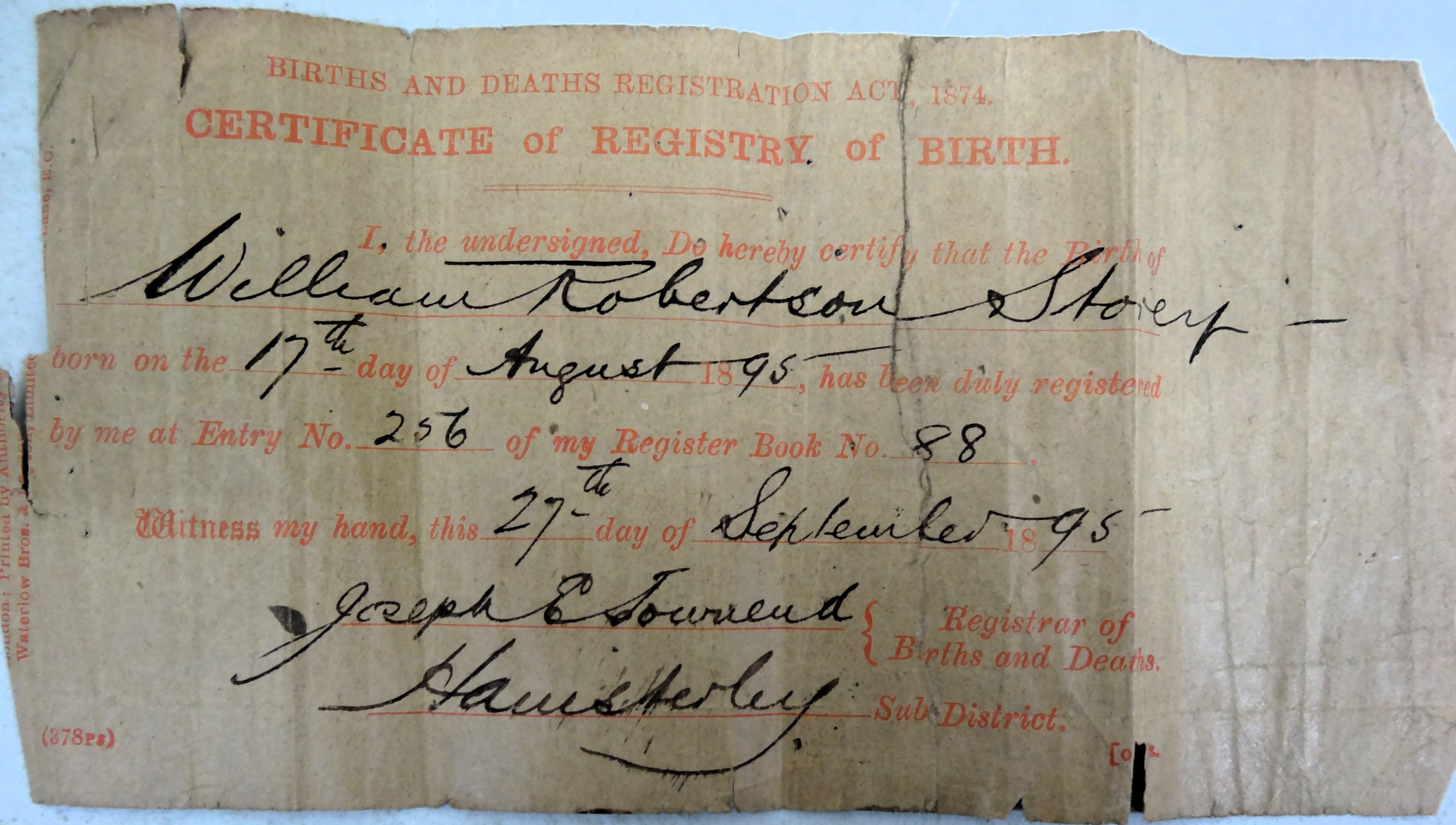 WILLIAM ROBERTSON STOREY 1895 – 1917 – EVENWOOD RAMSHAW & DISTRICT ...